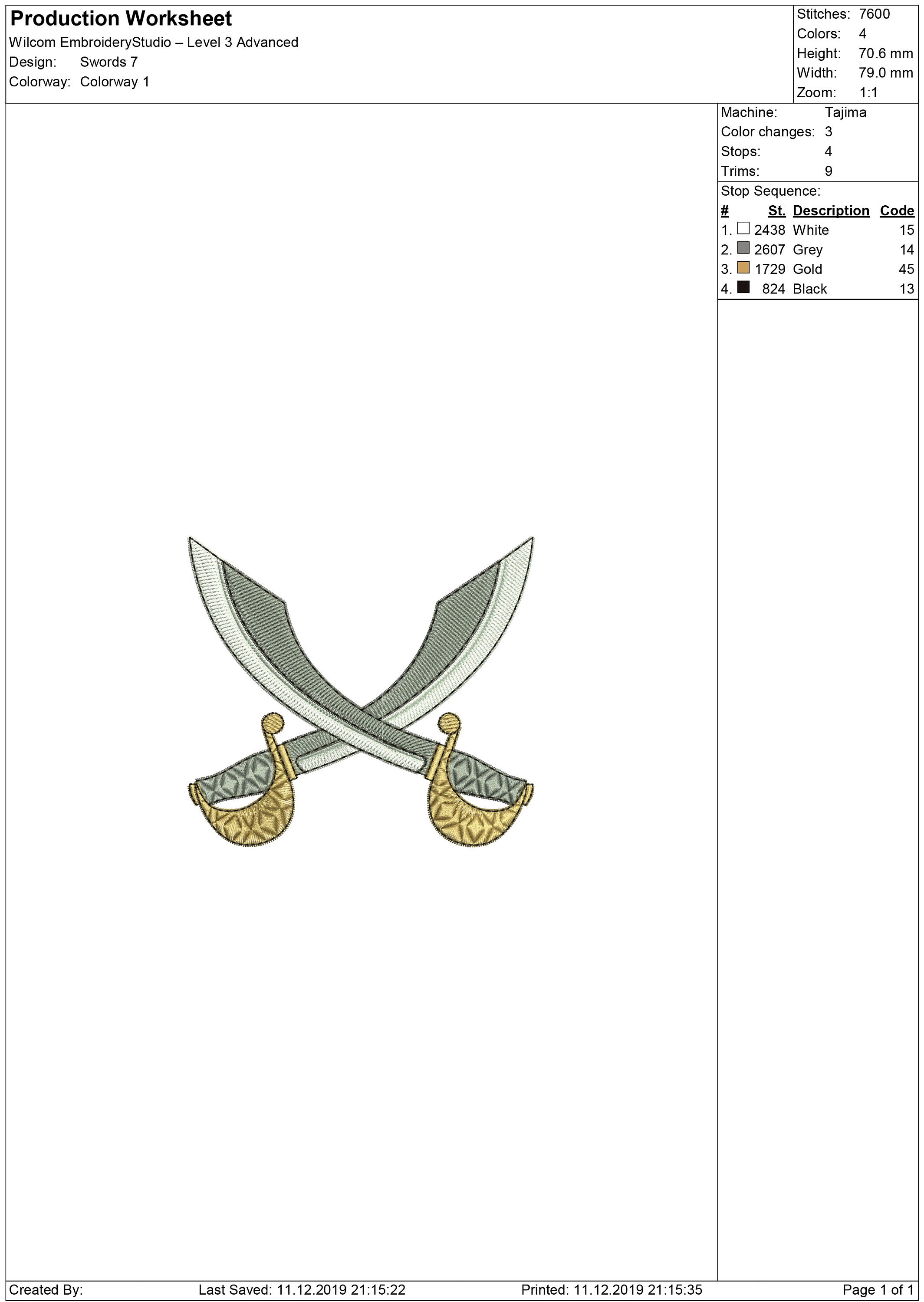 Swords pirate sabers embroidery design files | Etsy