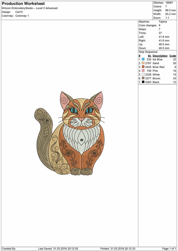 Cat Embroidery Design Files - Etsy