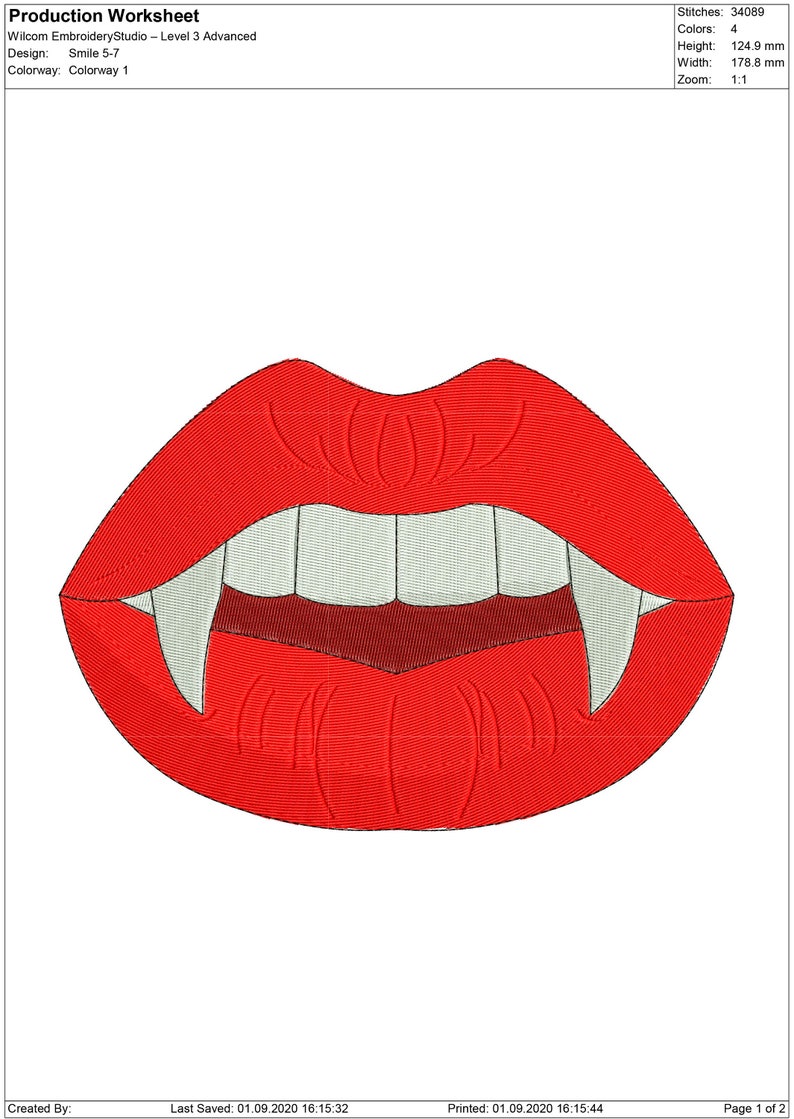 Glamorous Vampire Lips. Vampire Smile. Embroidery Design - Etsy