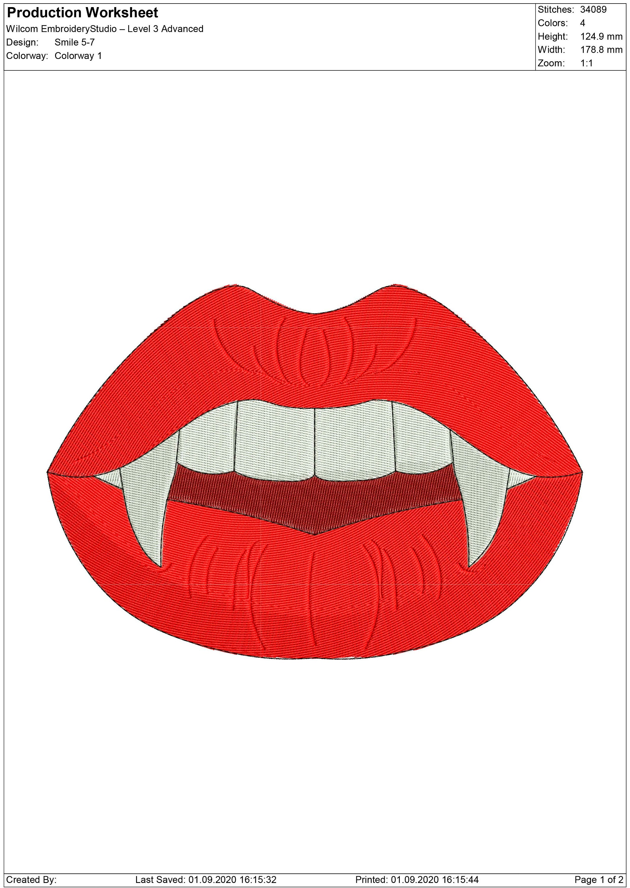Glamorous Vampire Lips. Vampire smile. Embroidery design | Etsy