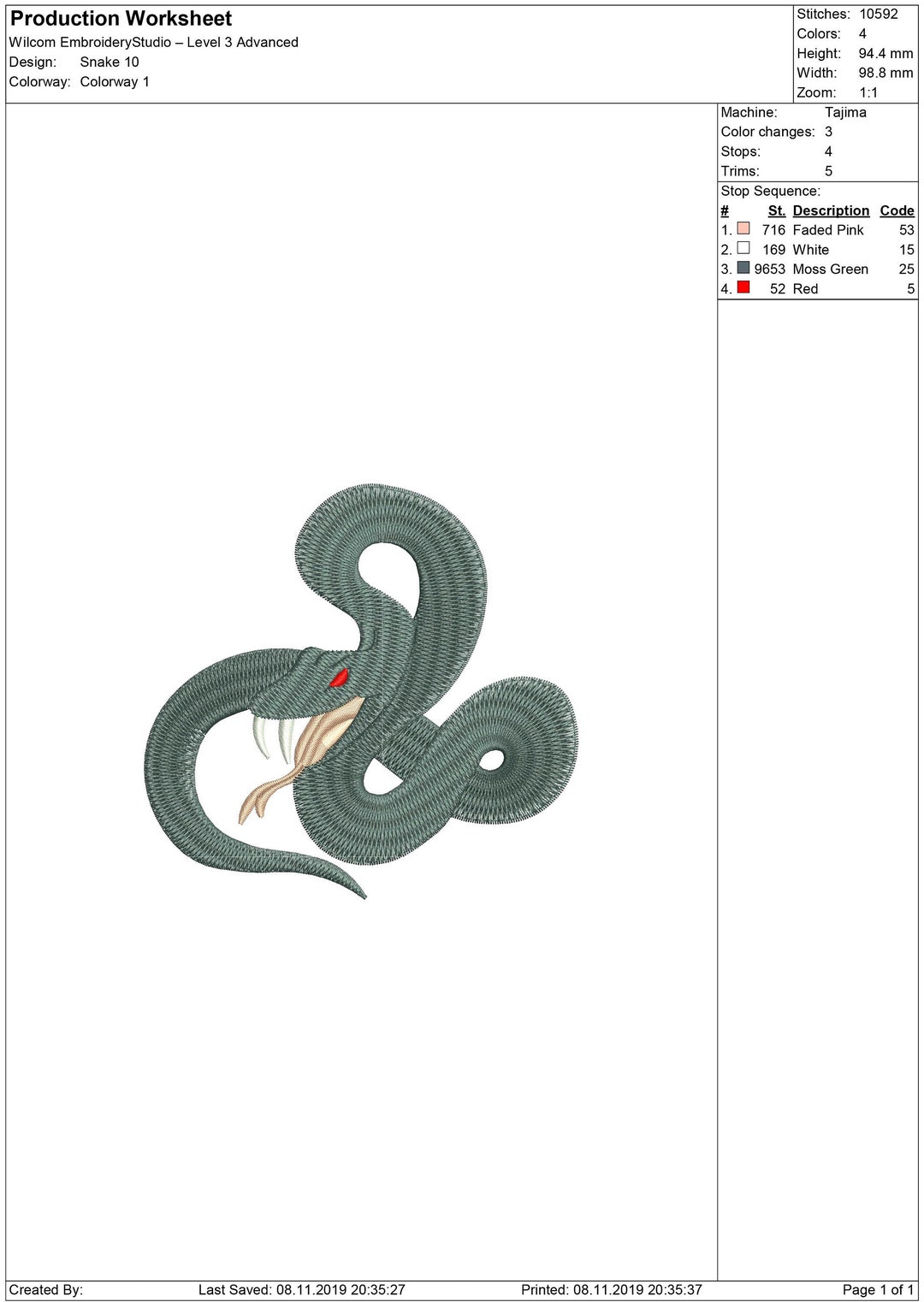 Snake Embroidery Design Files - Etsy