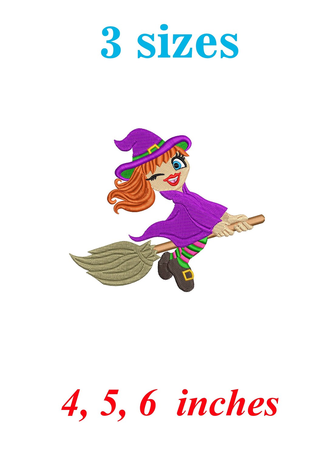 The Witch, the Witch on a Broom. Embroidery Design Files. Halloween. - Etsy