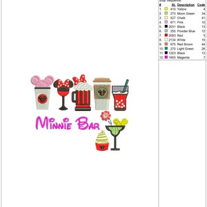 Mickey Mouse Inspired. Machine Embroidery Design. Minnie Bar, Coffee ...