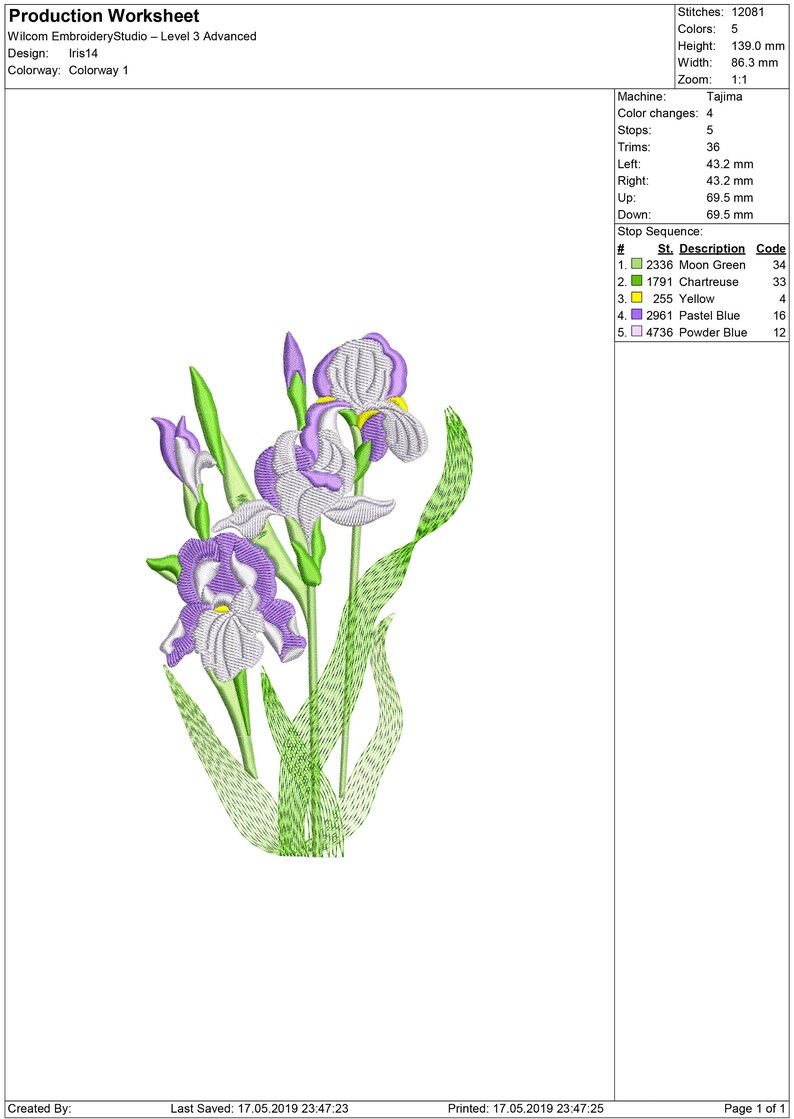 Iris flower blooming iris embroidery design files | Etsy