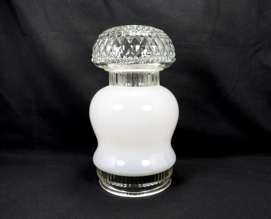 Ceiling Light Cover White and Clear Glass, Mid Century Decor, Torpedo ...