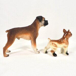 Vintage Boxer Dog Figurine Set - Rubber & Ceramic Collectibles, Hand ...