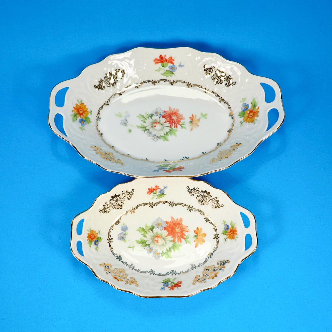 Bavarian Schumann Germany US Zone Porcelain China 9” & 7” Shallow Bowls ...