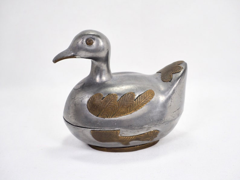 Vintage Pewter and Brass Duck Trinket Box Man Cave Decor - Etsy