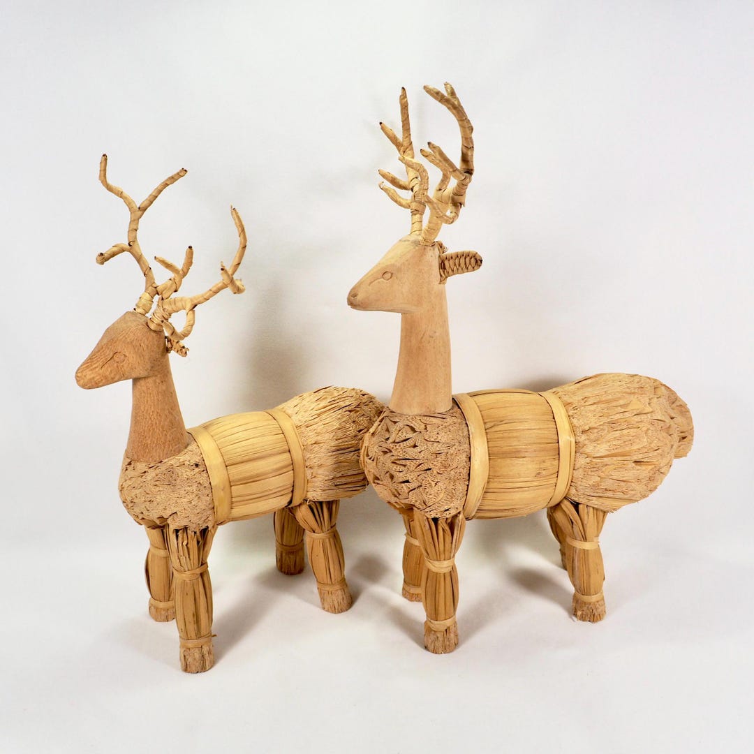Handmade Straw Deer Figurines Made in the Philippines - Rustic ...