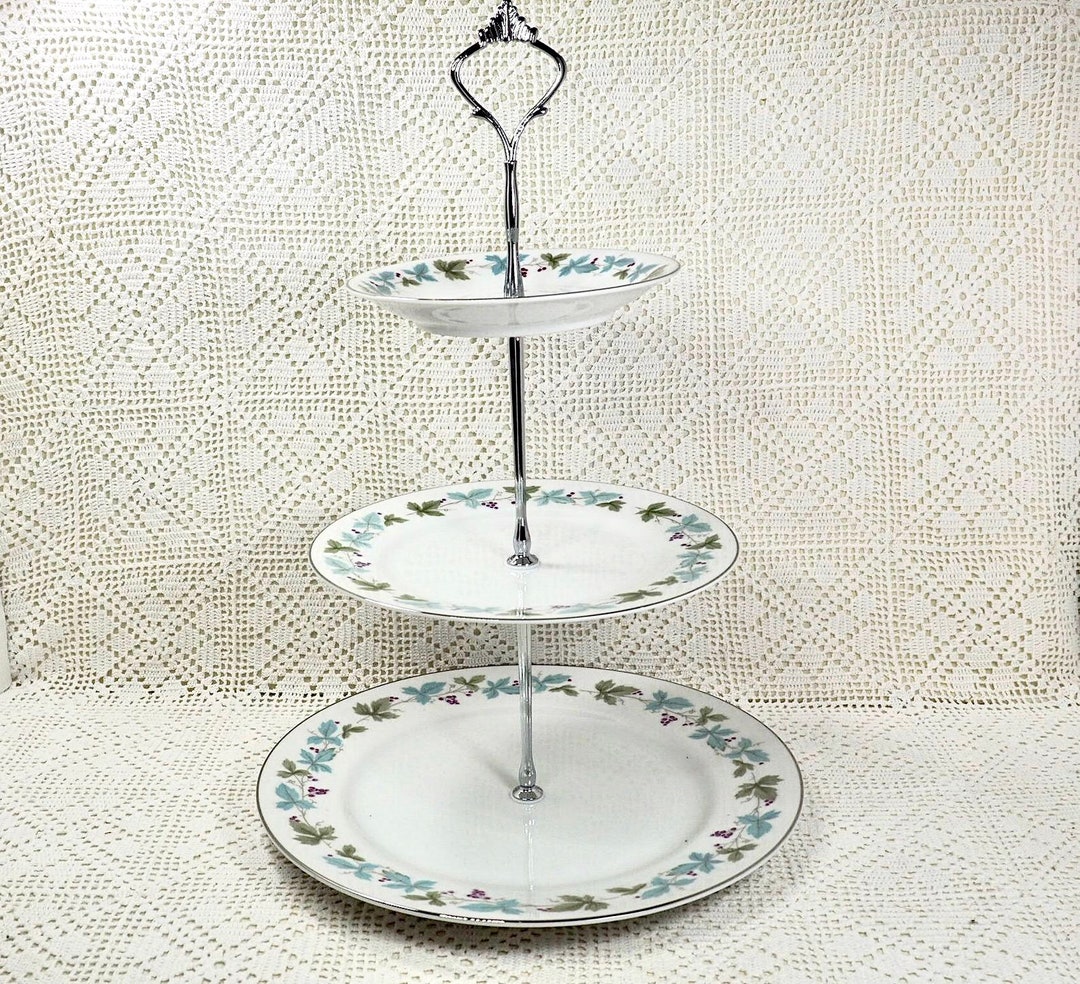 Three-tiered Tidbit Tray Vintage Pattern by Fine China Dessert ...