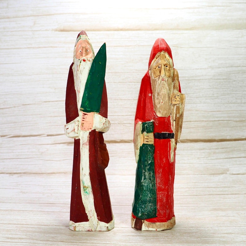 Folk Art Wood Santa - Etsy