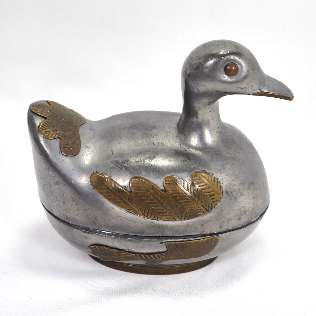 Vintage Pewter and Brass Duck Trinket Box Man Cave Decor - Etsy