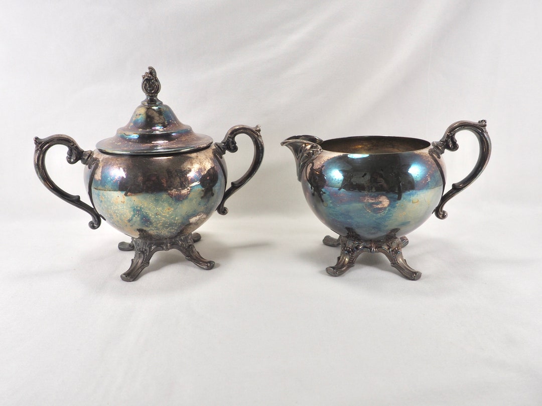 William Rodgers Sugar Bowl and Creamer Silver Plate Set, Coffee Bar ...