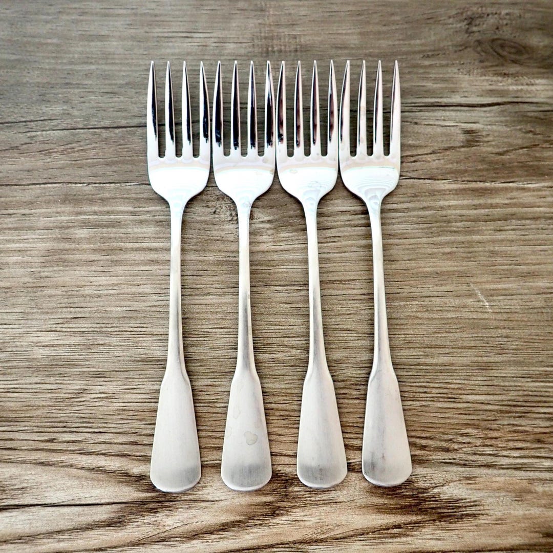 Oneida Flatware SALAD Fork (6 3/4”) Satin Stainless Steel Set of 4 ...
