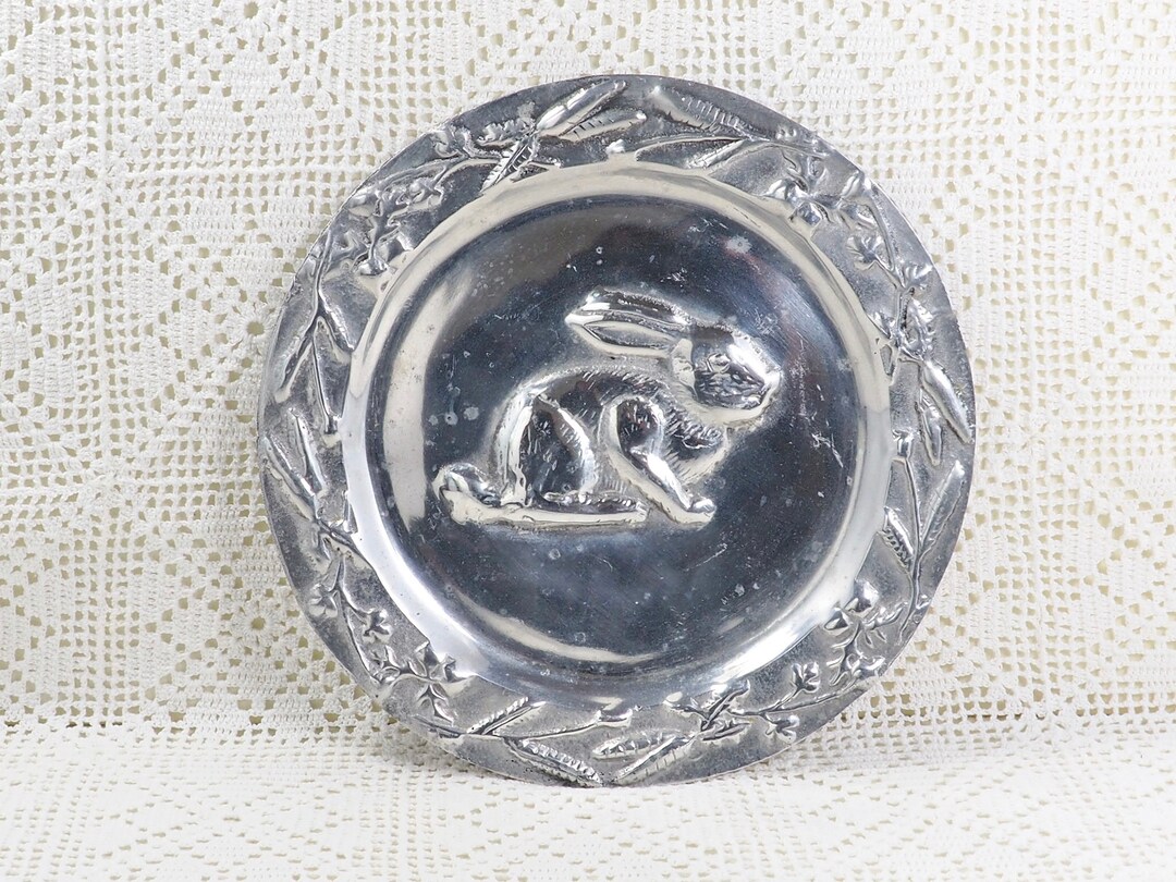 Pewter Plate With Bunny Rabbit, Embossed Animal Design, Sheridan ...