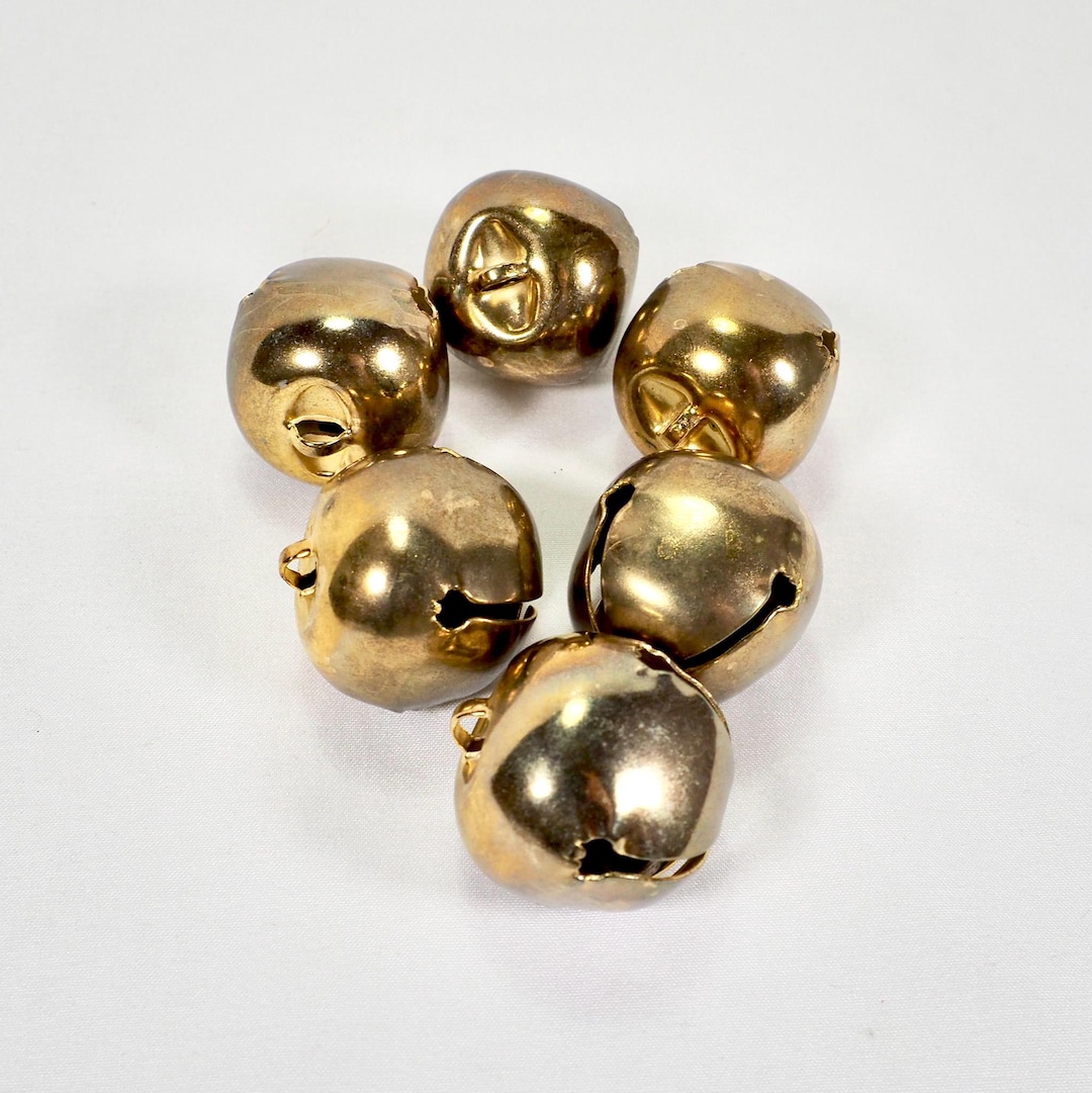 Vintage Brass Sleigh Bells – Set of 6 Large Rustic Jingle Bells for ...