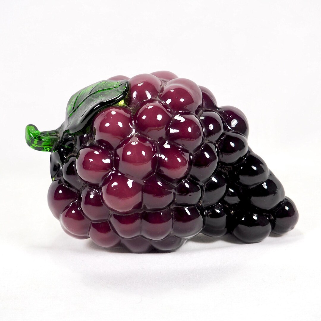 Art Glass Grape Cluster: Vintage Purple Fruit Sculpture - Etsy