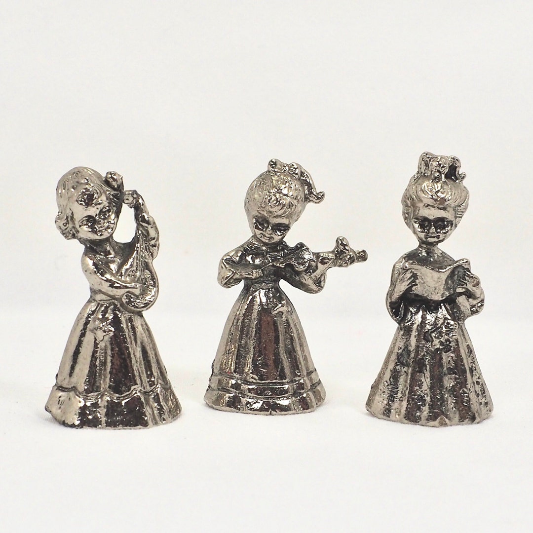 Miniature Metal Figurines Girls With Musical Instruments Made in Taiwan ...