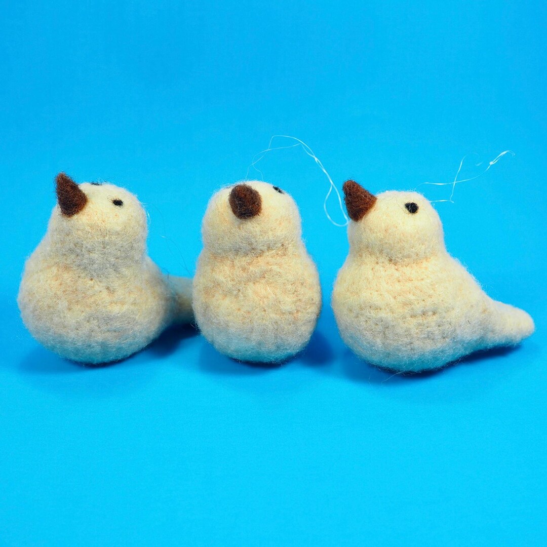 Felted Wool Bird Ornaments (set of 3) - Rustic Christmas Decor - Etsy