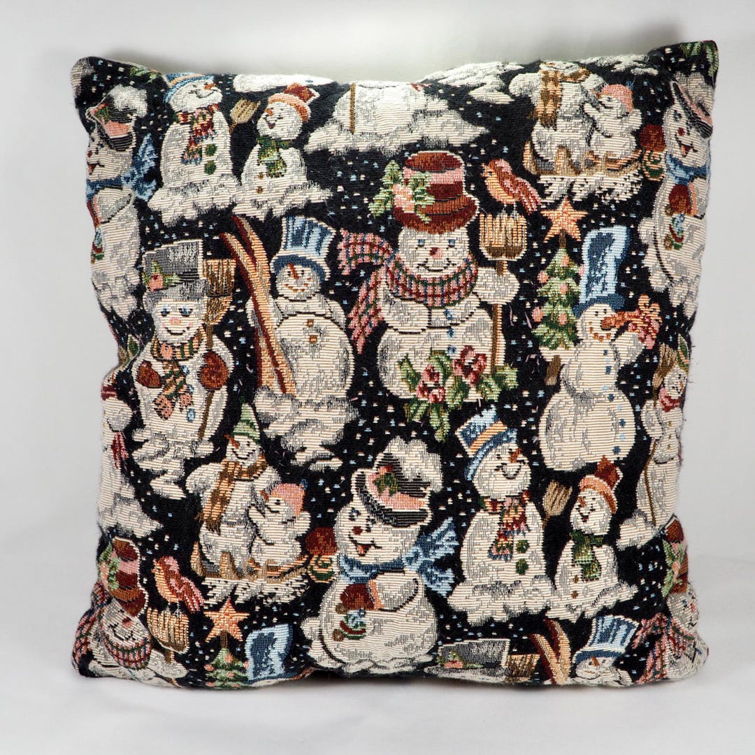 Vintage Bess Snowman Tapestry Pillow – Festive Winter Decor - Etsy