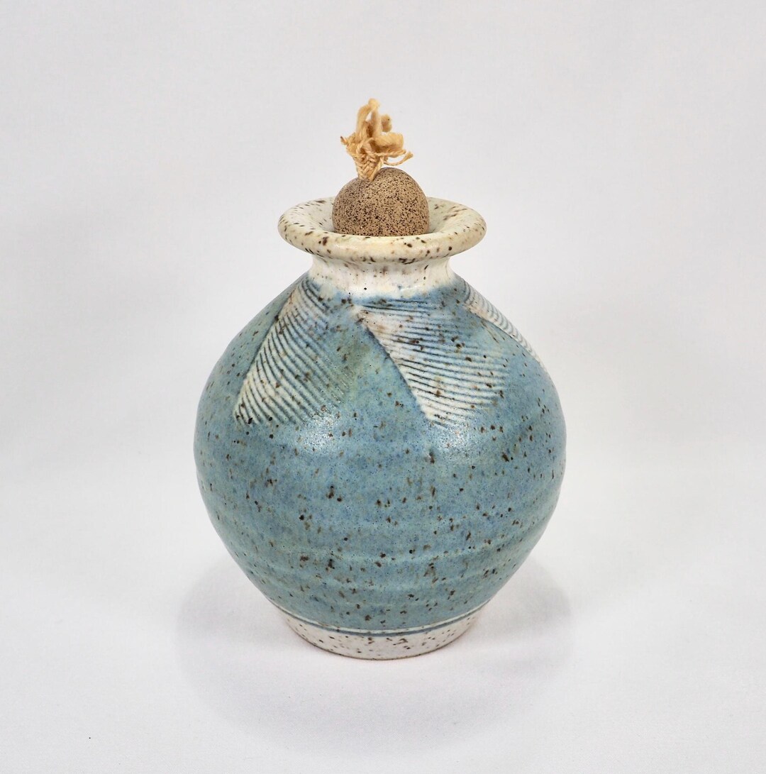 Art Pottery Oil Lamp Stoneware With Ball Wick Artist Signed - Etsy