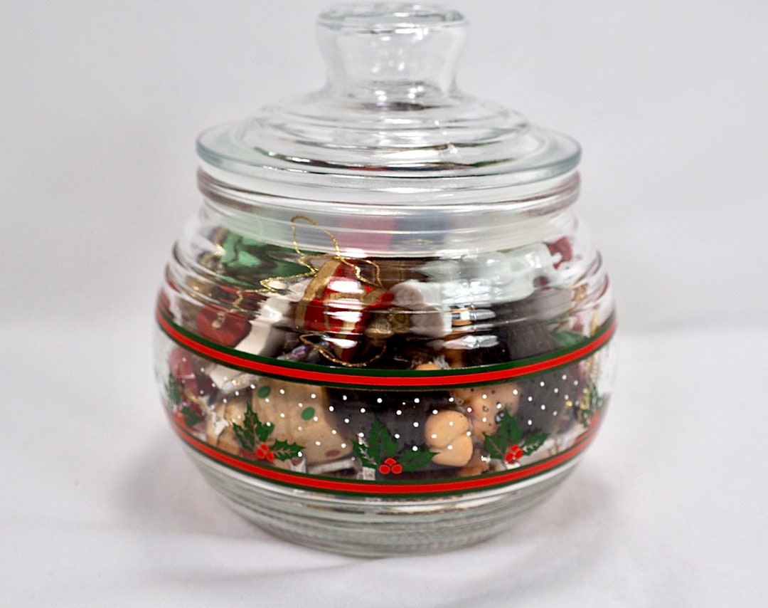 Junk Jar in Christmas Canister Vintage Smalls for Assemblage Crafts ...