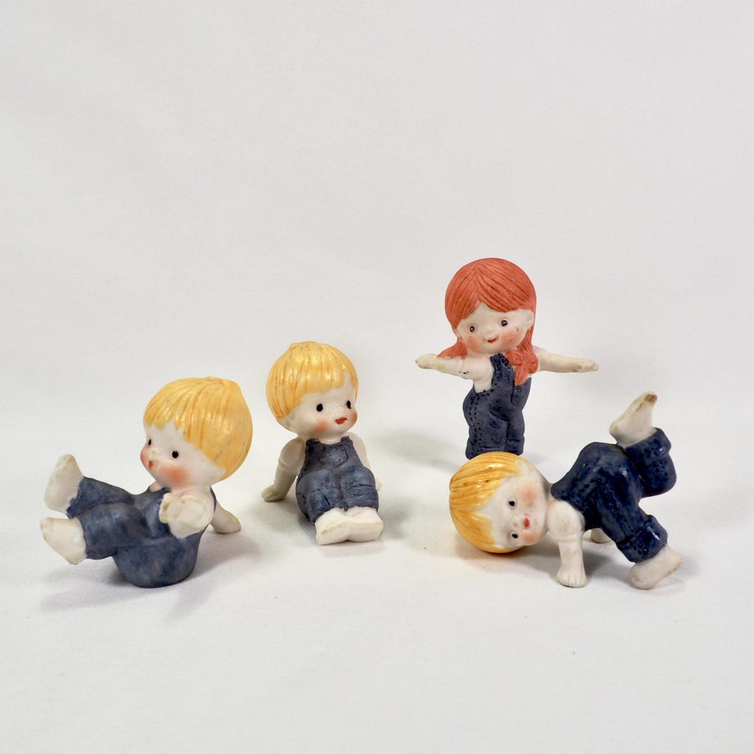 Vintage Ceramic Kids Figurines - Tumbling & Dancing Children, Playful ...