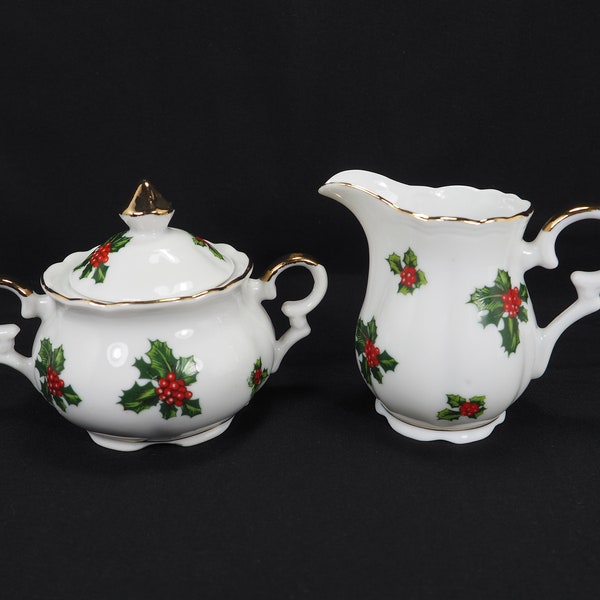 Lefton Holly Sugar and Creamer - Etsy