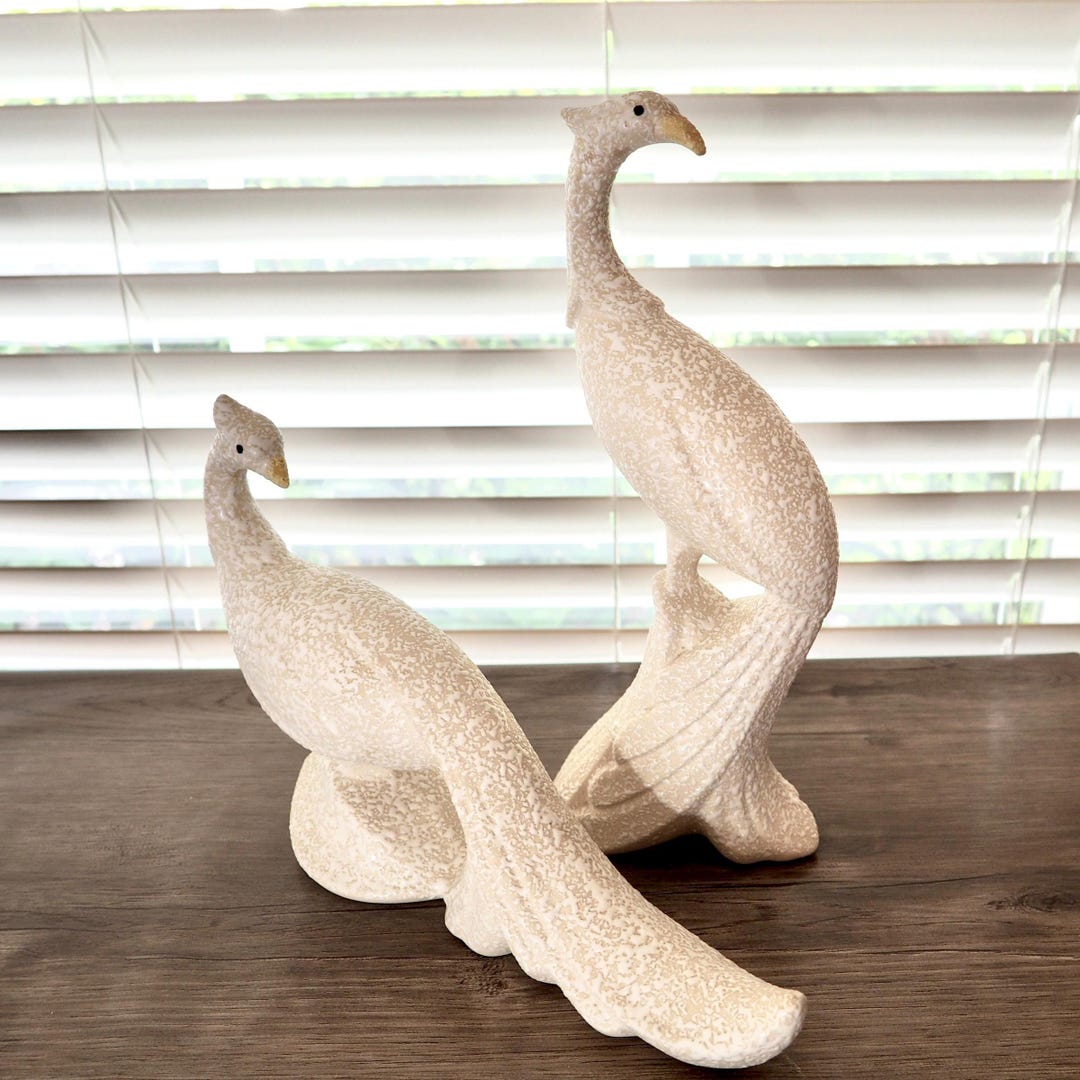 Vintage Ceramic Peacock Figurines Mid-century Modern Speckled – Pair of ...