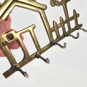 Vintage Solid Brass Wall Hook – House and Tree Design Key Rack – Mid ...