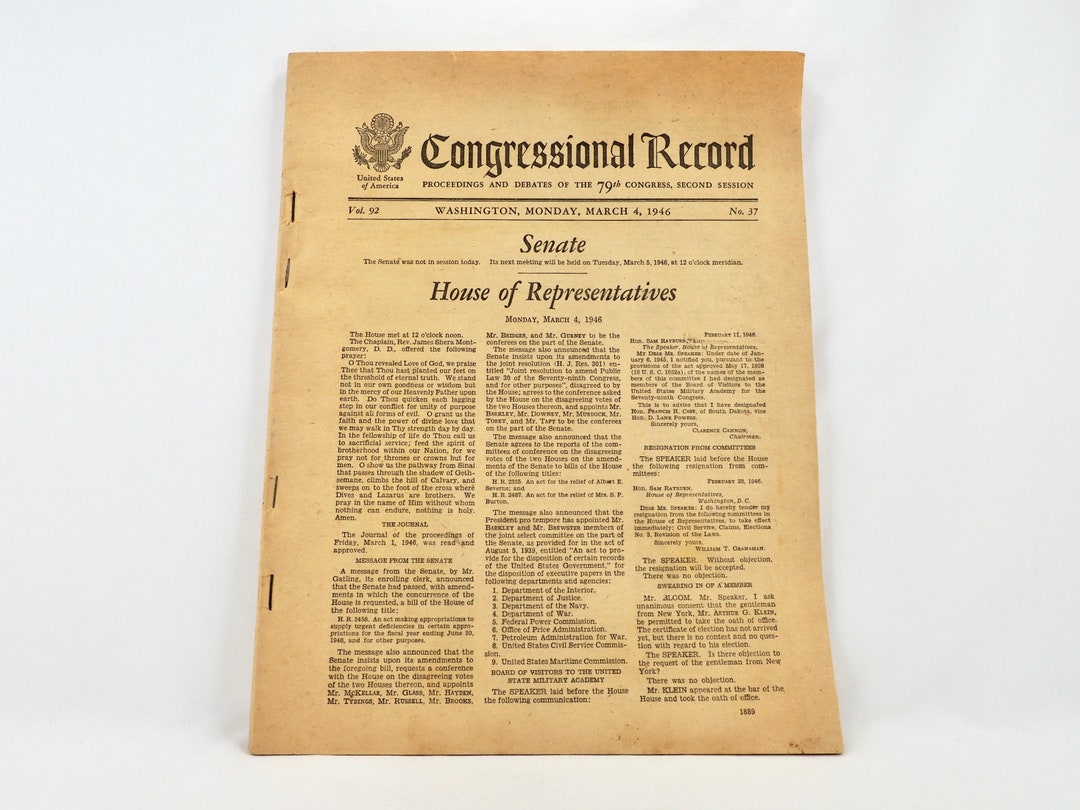 Vintage Congressional Record – March 4, 1946 – U.S. Government Document ...