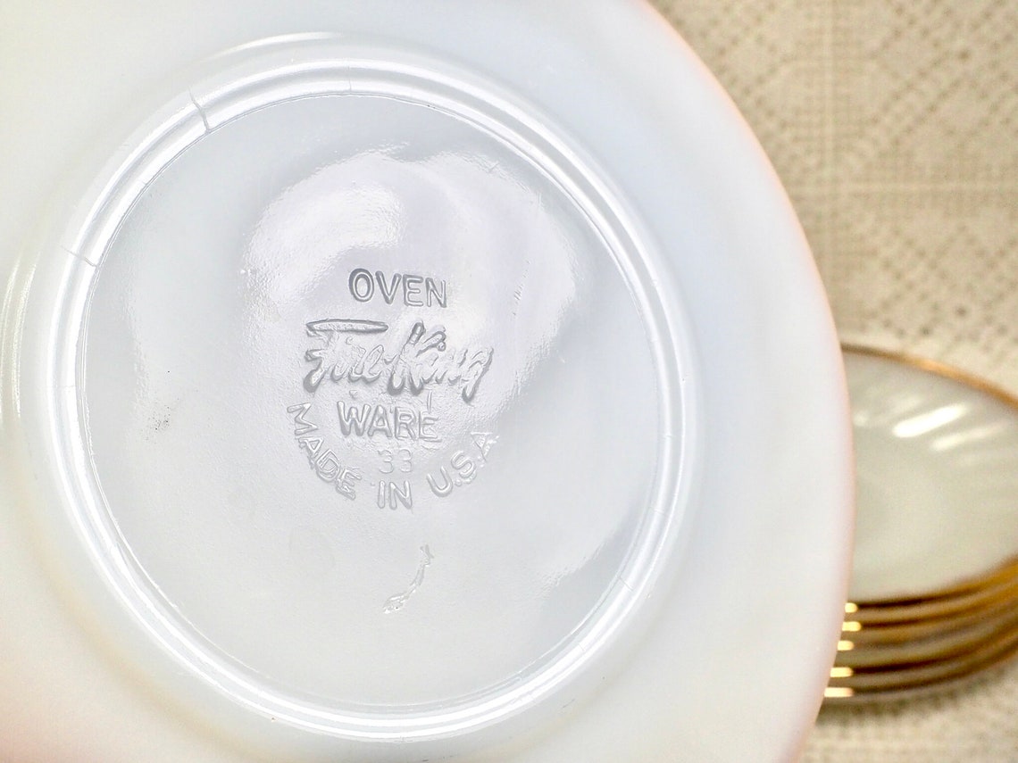 Fire King Shell Saucers 6 With 22k Gold Trim Oven Ware Made - Etsy