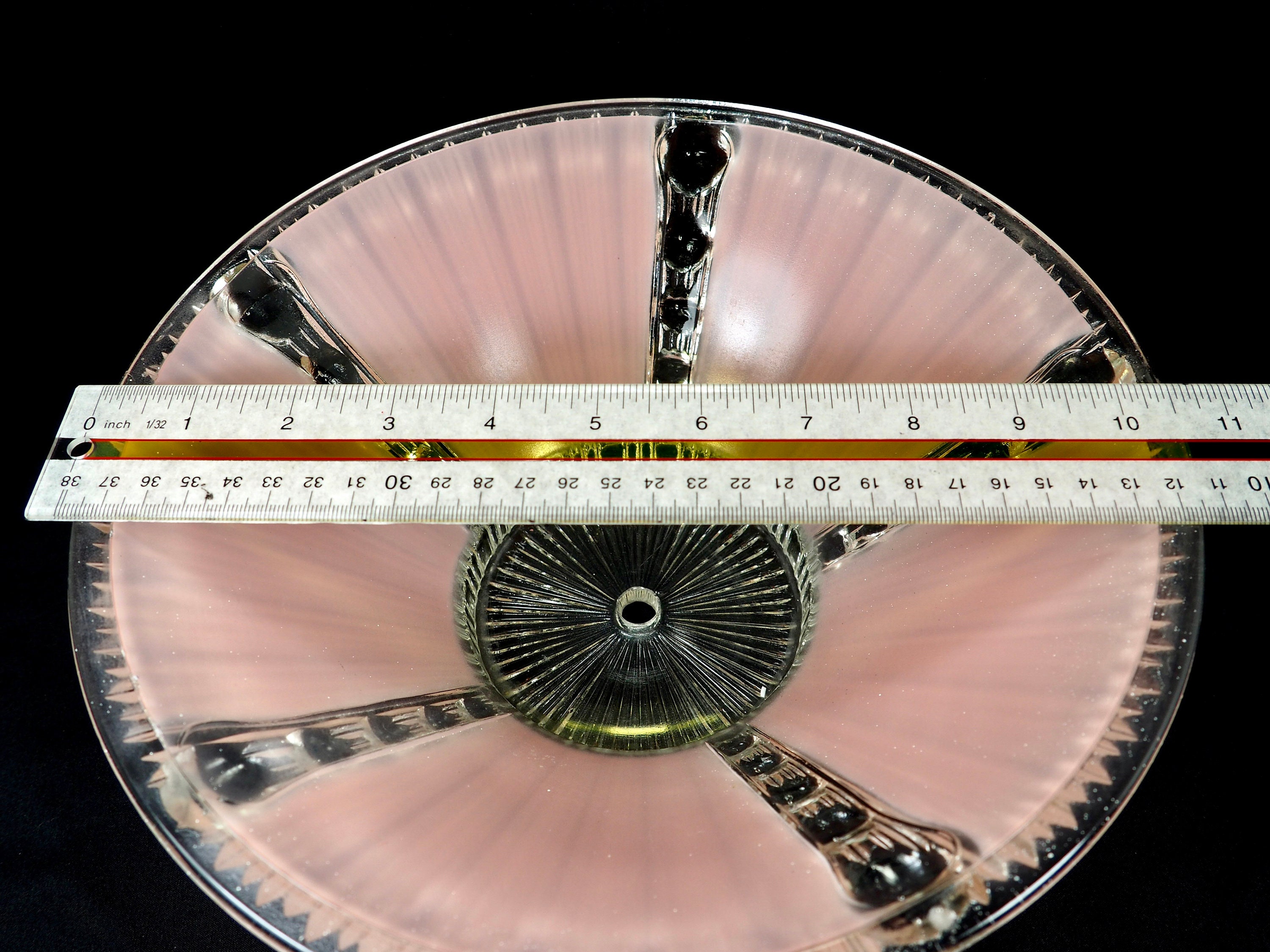 Vintage Ruffle Glass Shade Ceiling Light Pink and Clear Mid - Etsy