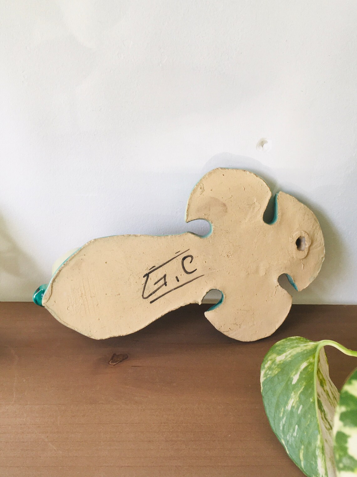 Vintage Folk Art Pottery Holy Water Font UNIQUE Jesus Cricifix Naif ...