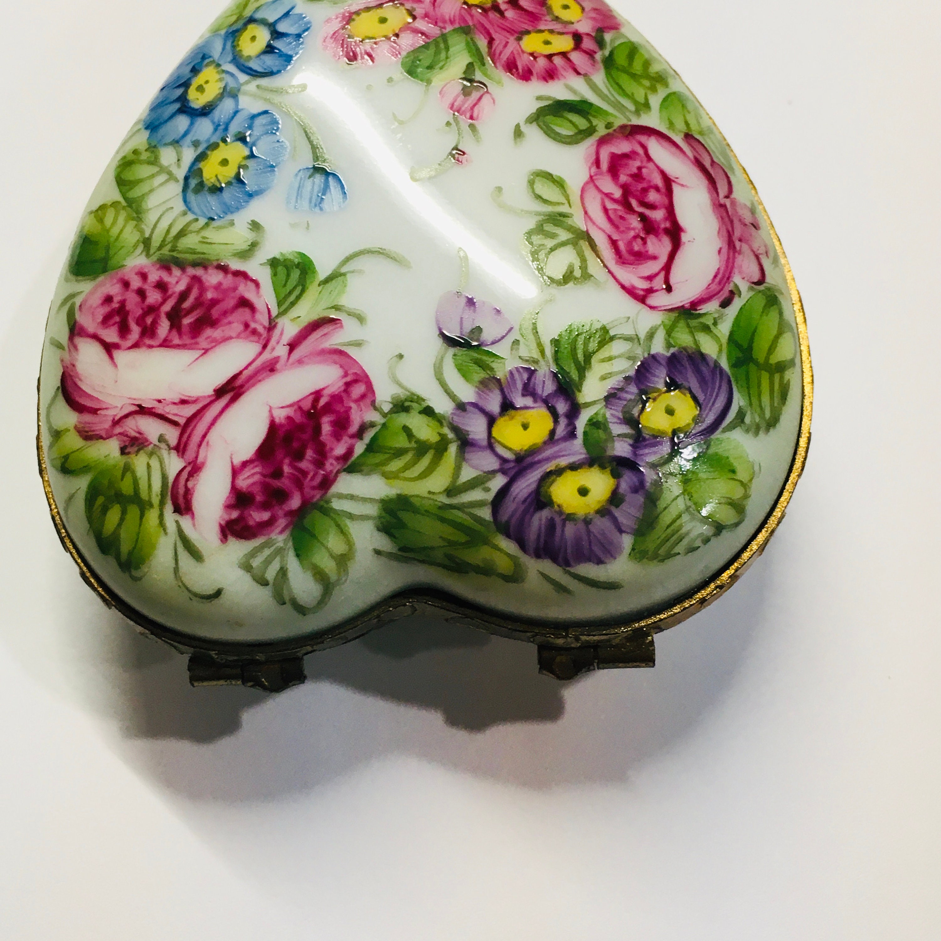 Vintage Hand Painted Limoges French Porcelain Heart Shaped Box - Etsy