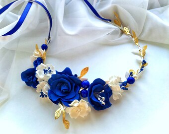 Royal Blue Flower Crown | Etsy