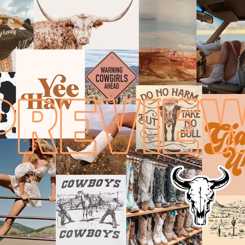 Vintage Western Style Cow Girls Wall Collage Kit 60pcs | Etsy