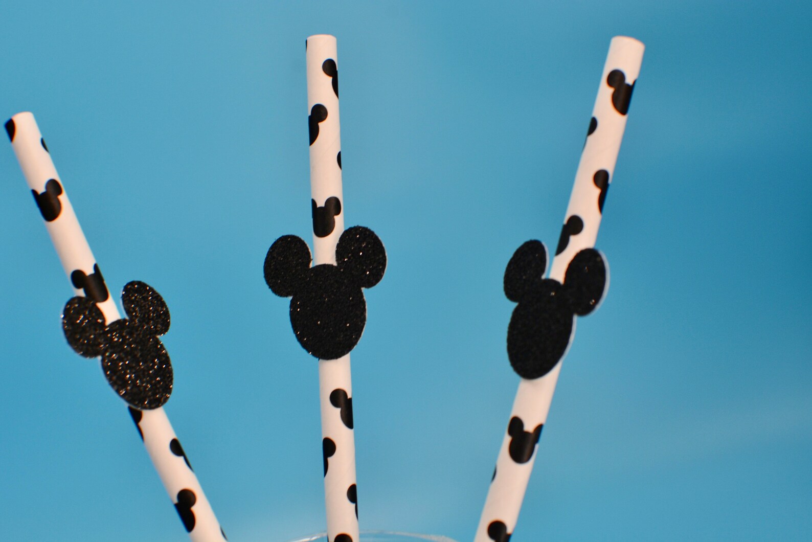 12 Mickey Mouse Straws Glitter Straws Mickey Mouse Birthday Straws ...