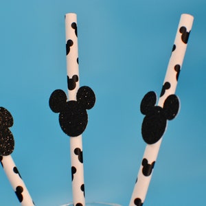 12 Mickey Mouse Straws Glitter Straws Mickey Mouse Birthday Straws ...