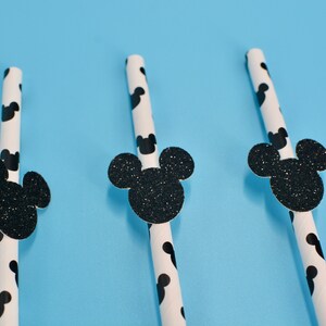 12 Mickey Mouse Straws Glitter Straws Mickey Mouse Birthday Straws ...