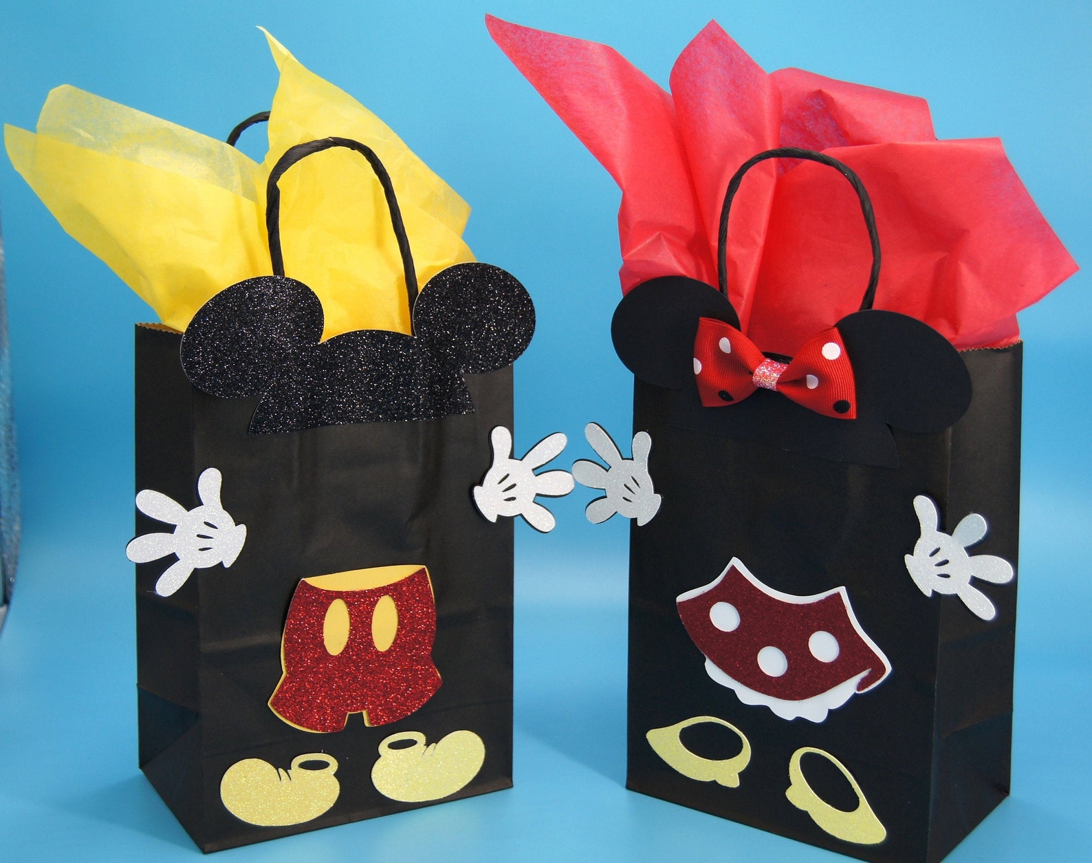 Mickey Mouse Birthday Bags Glitter, Minnie Party Bags, Mickey Minnie ...