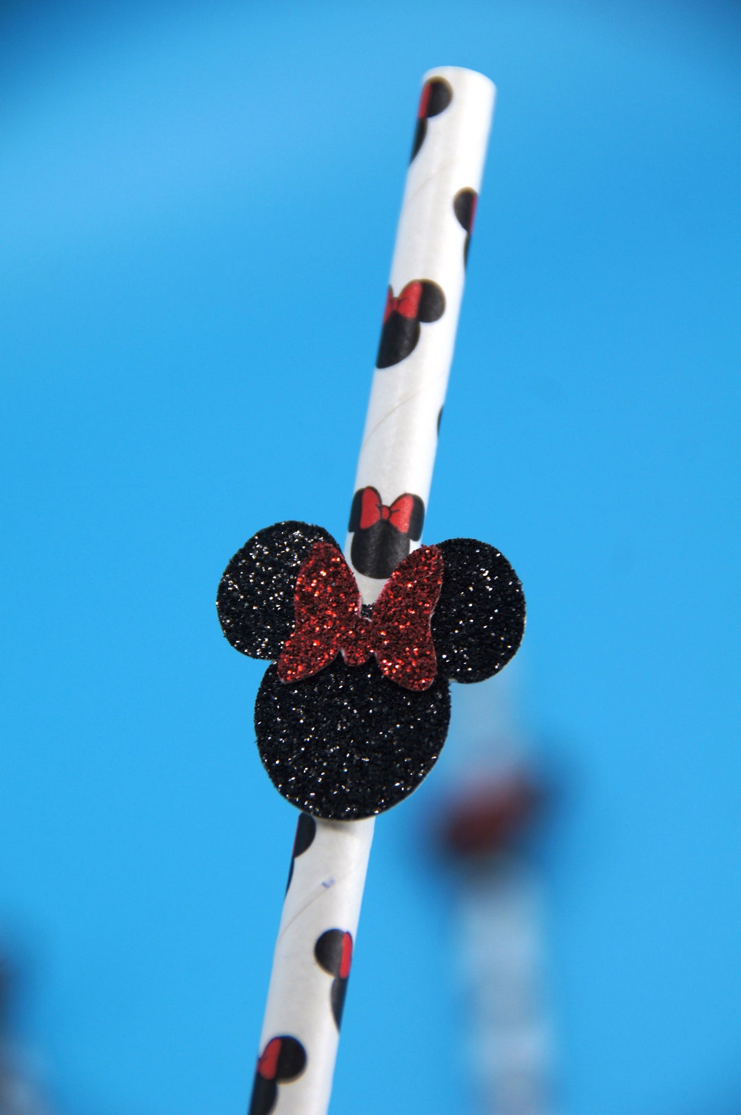 12 Minnie Mouse Straw Glitter Straws, Minnie Mouse Birthday Straws ...