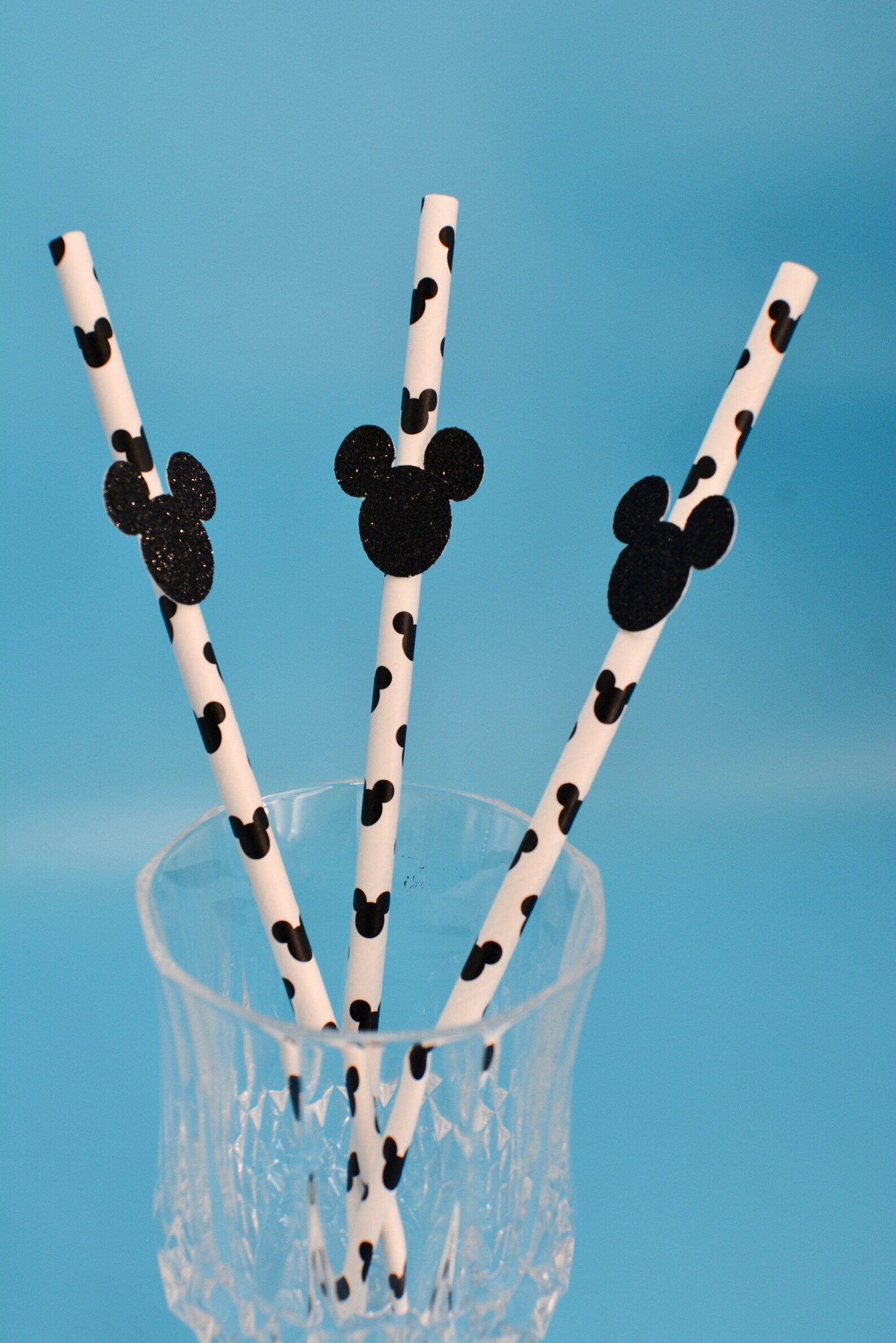 12 Mickey Mouse Straws Glitter Straws Mickey Mouse Birthday Straws ...