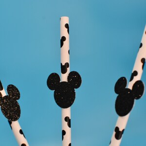 12 Mickey Mouse Straws Glitter Straws Mickey Mouse Birthday Straws ...