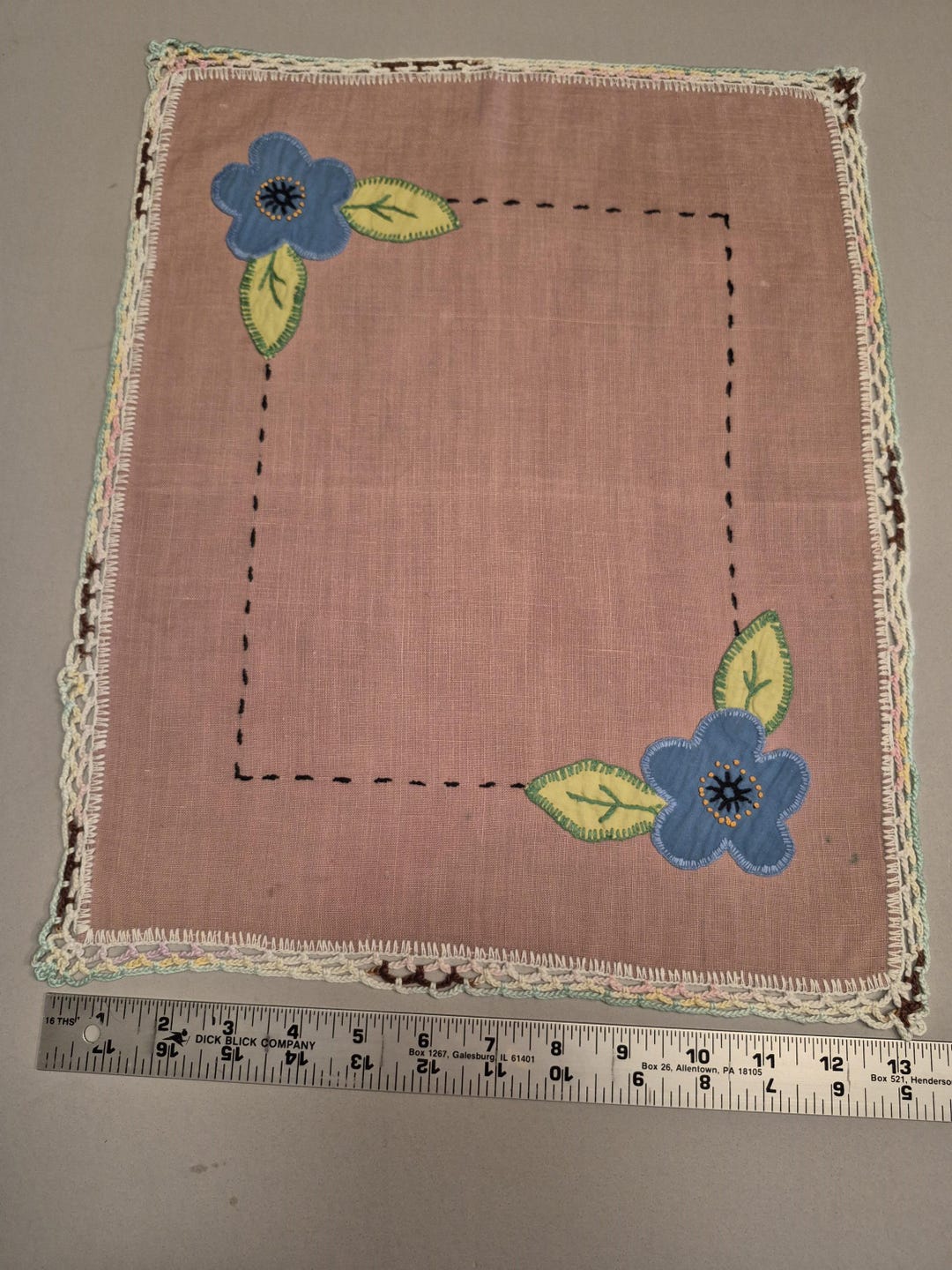 Vintage Appliqued Linen Dresser/table Runner - Etsy