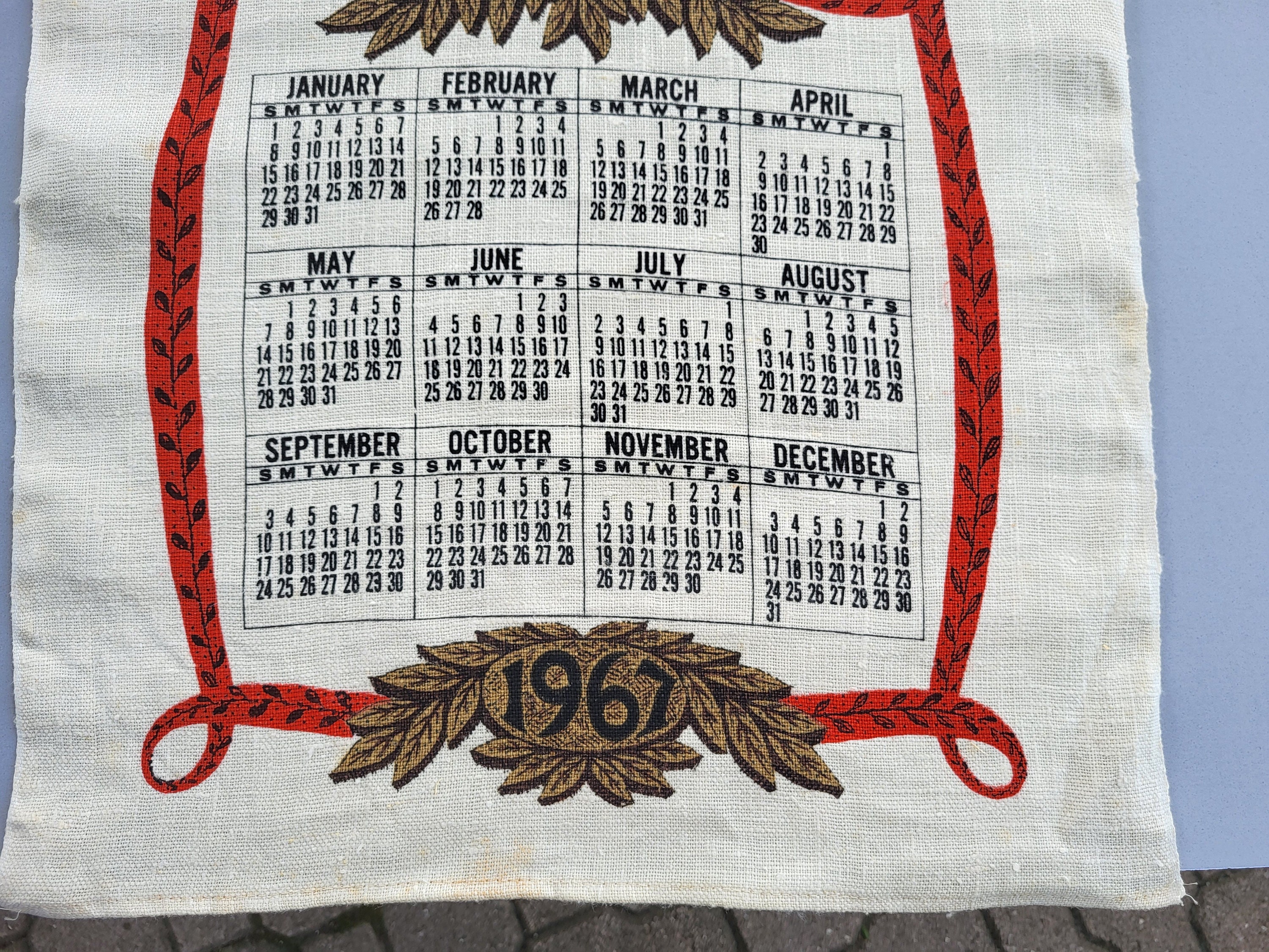 1967 Linen Wall Calendar - Patriotic Eagle - Etsy
