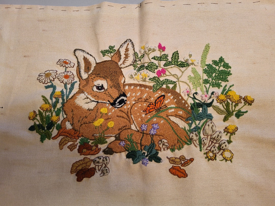 Crewel Fawn 1980's Dimensions Inc Finished Work - Etsy
