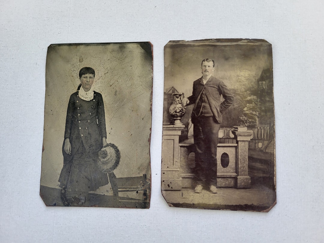 Tin Type Photos Set of Two Late 1800's Man Woman - Etsy