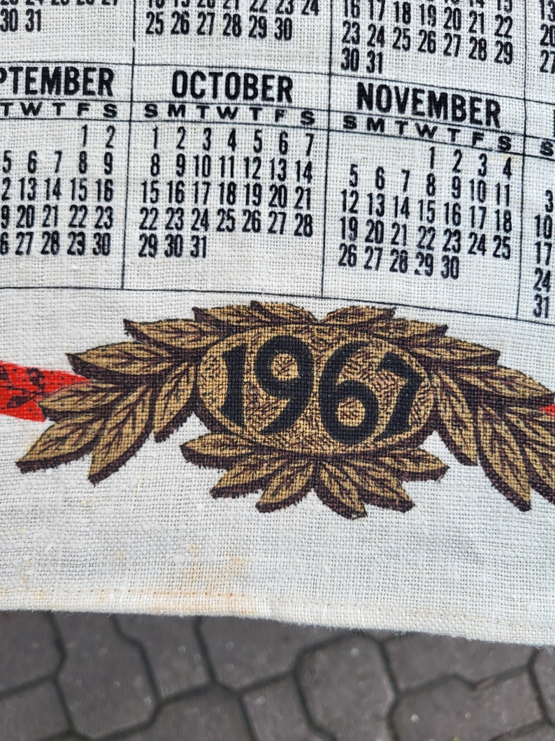 1967 Linen Wall Calendar - Patriotic Eagle - Etsy