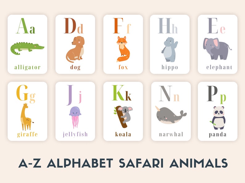 Printable Alphabet Flashcards for Preschoolers - 26 Digital, Colorful ...